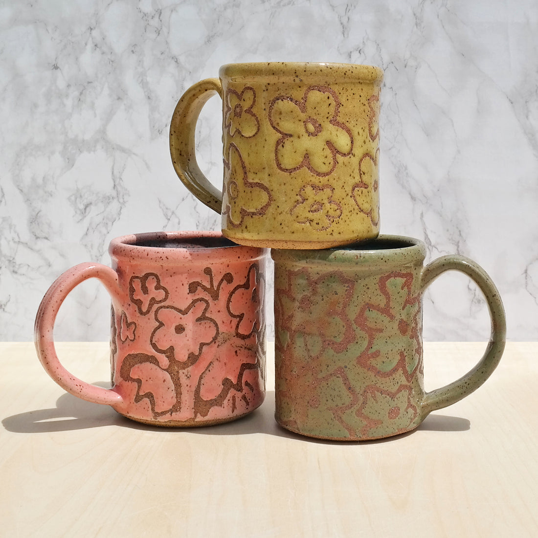 Speckled Flower Mug - Dandelion Yellow – Stuck in the Mud Pottery